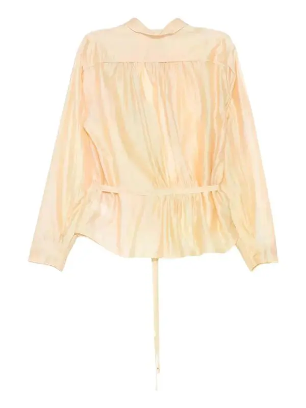LOW CLASSIC Shirred-back Belted Blouse - Neutrals