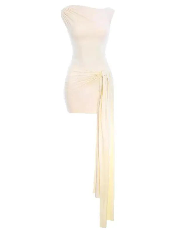 AXEL 113 Tina Draped Mini Dress - Neutrals