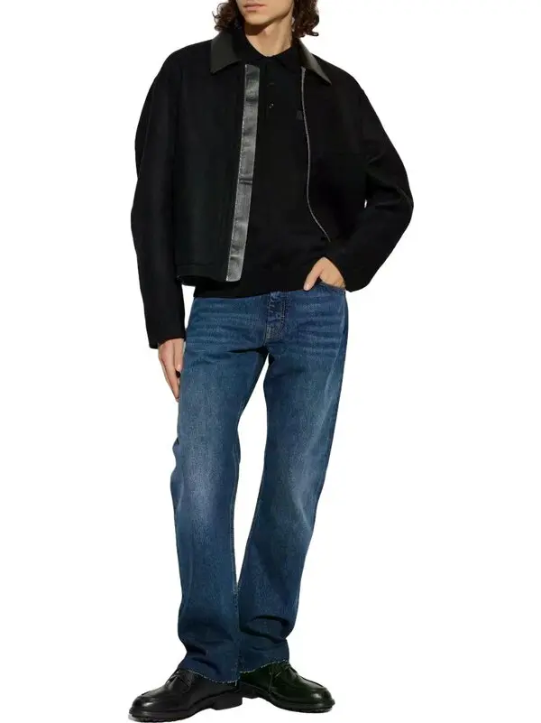 Givenchy Wool Jacket With Leather Collar - Black