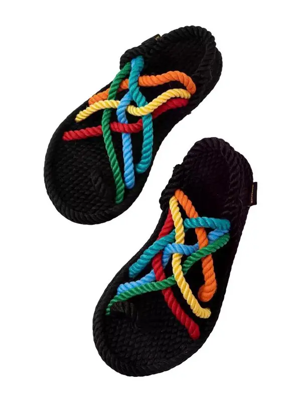 BOHONOMAD Interwoven Rope Sandals - Black