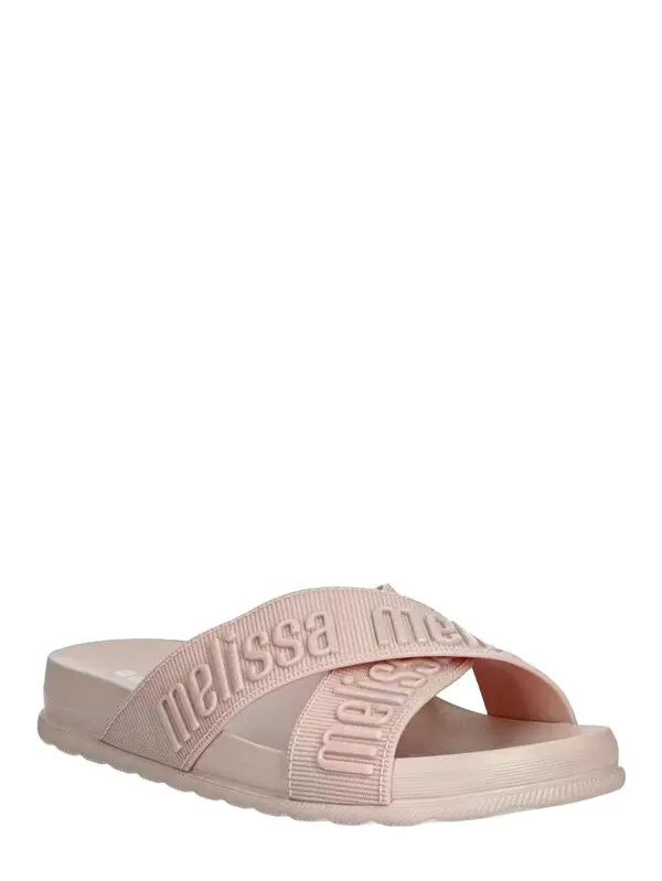 Melissa Crossover Slides With Embossed Logo - Pink