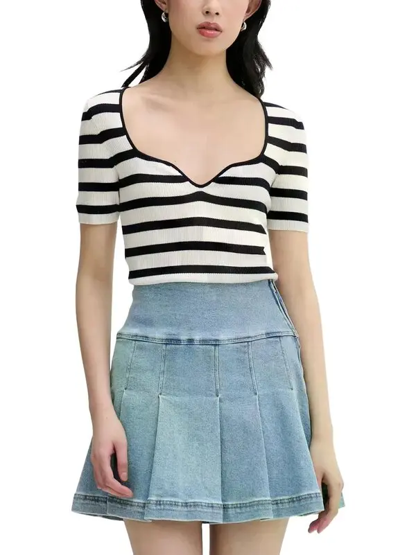 From Future Striped Sweetheart Neck T-shirt - Blue