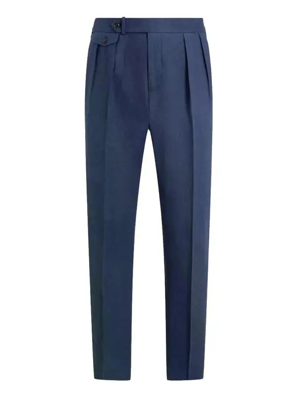 Polo Ralph Lauren Pleated Linen Trousers - Blue