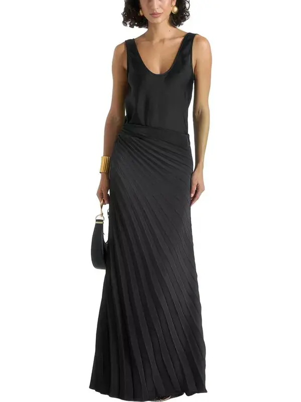 Manière De Voir Fiona Fan-pleat Maxi Skirt - Black