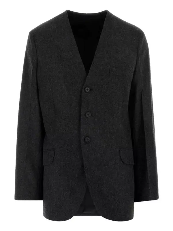 JIL SANDER Collarless Single-breasted Blazer - Grey