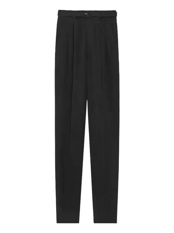 Saint Laurent Belted Pleated Trousers - Black