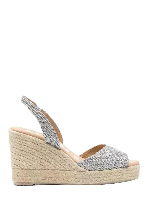 Manebí Glitter Detail Wedge Espadrilles - Silver