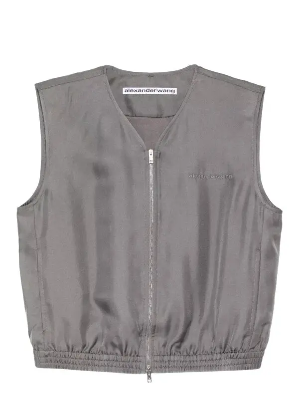 Alexander Wang Zip-up Silk Vest Top - Grey