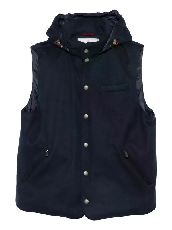 Brunello Cucinelli Hooded Press-stud Gilet - Blue