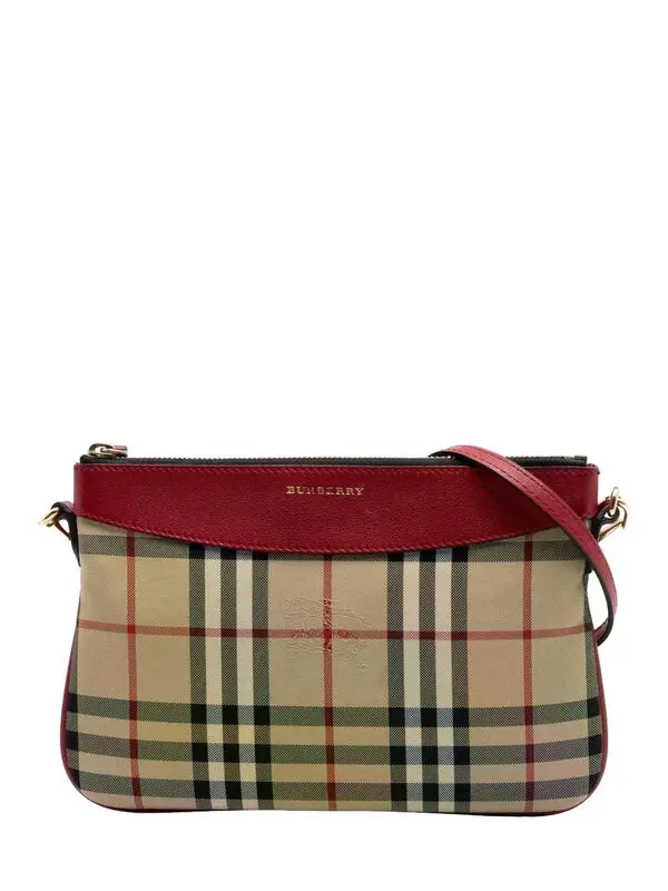 Burberry Peyton Haymarket Check Canvas Crossbody Bag - Red