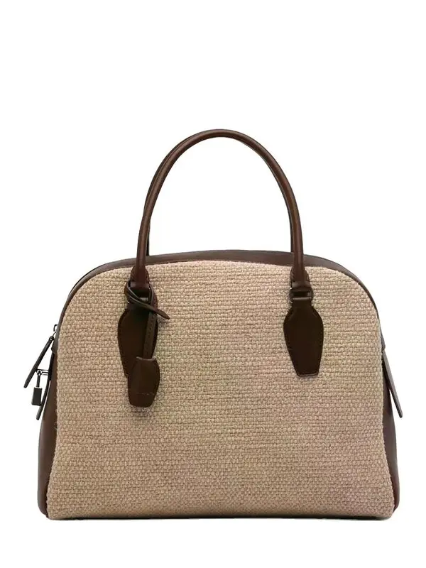 THE ROW 2010-2026 Leather Trimmed Canvas India 12 Handbag - Neutrals