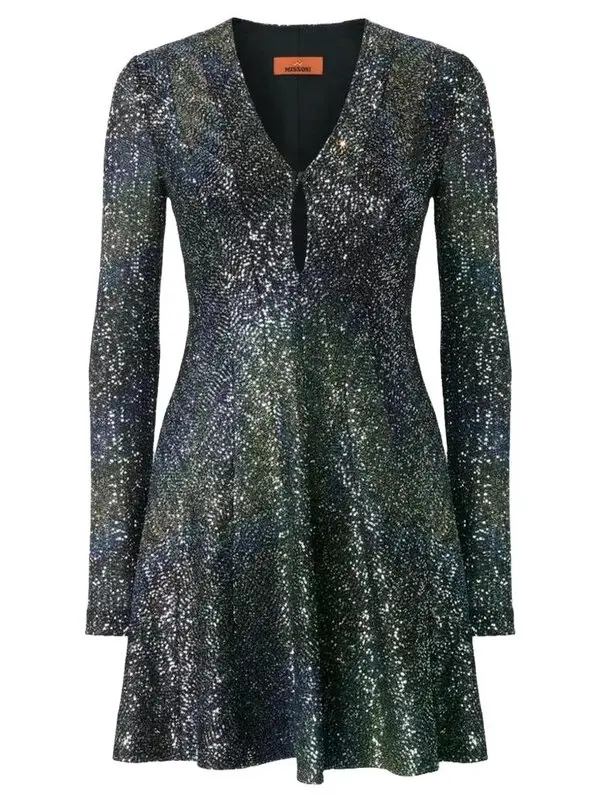 Missoni Embellished V-neck Dress - Black