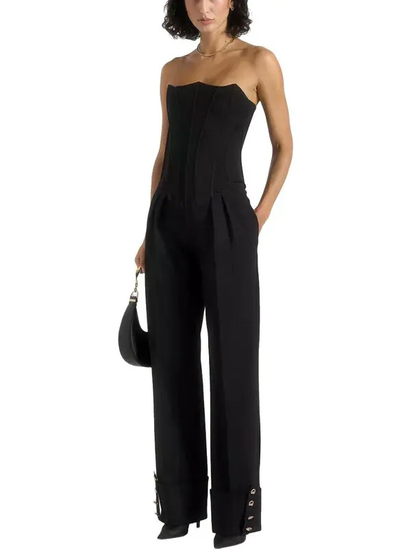 Manière De Voir Tailored Twin Pleat Trousers With Turn-up Detail - Black