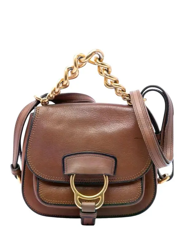 Miu Miu Mini Goatskin Madras Dahlia Satchel - Brown