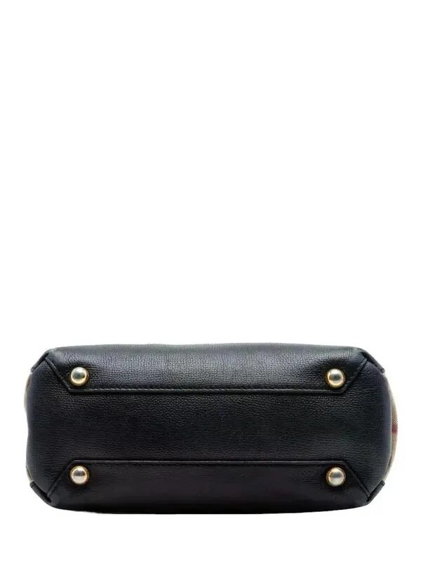 Burberry Small Derby Calfskin And House Check Banner Satchel - Black