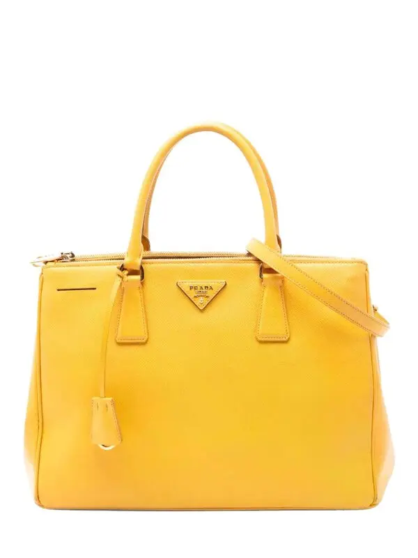 Prada Saffiano Lux Galleria Double Zip Satchel - Yellow