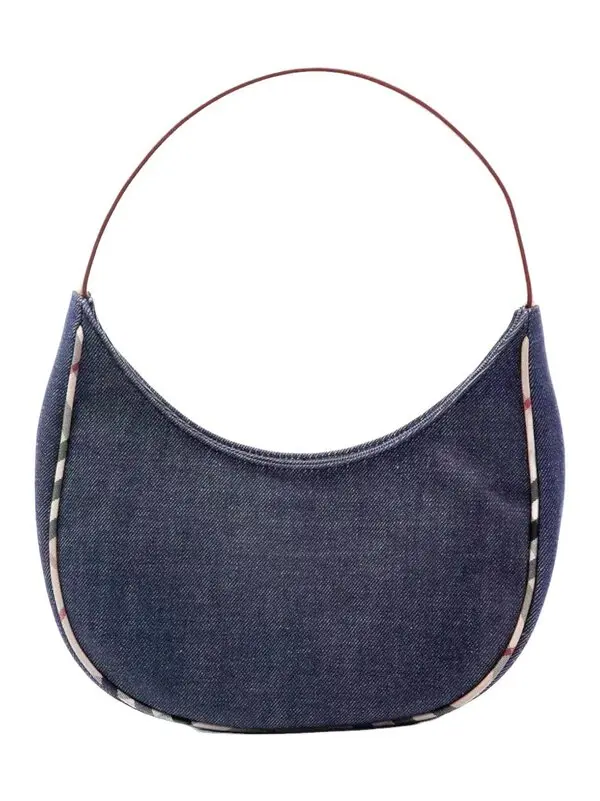 Burberry House Check Trimmed Denim Shoulder Bag - Blue