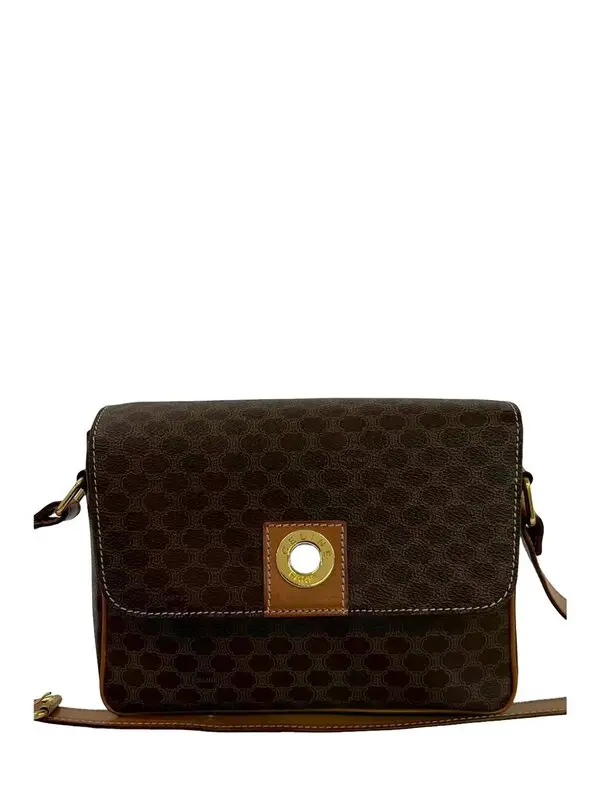 Celine Macadam Coated Canvas Crossbody Bag - Brown