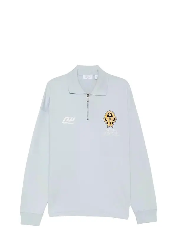 Off-White Logo Patch Half-zip Sweater - Blue