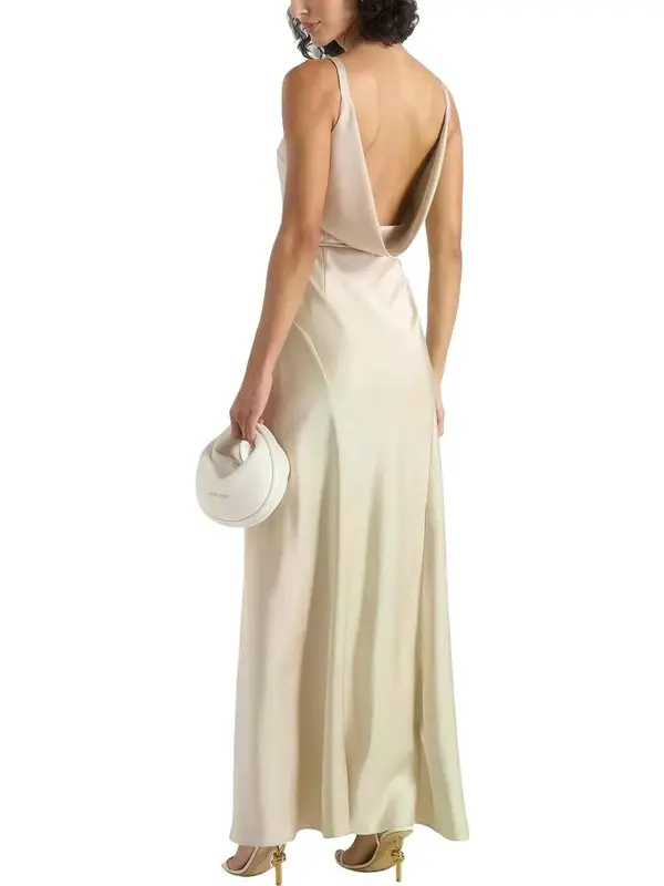 Manière De Voir Saffron Satin Belted Maxi Dress - Neutrals