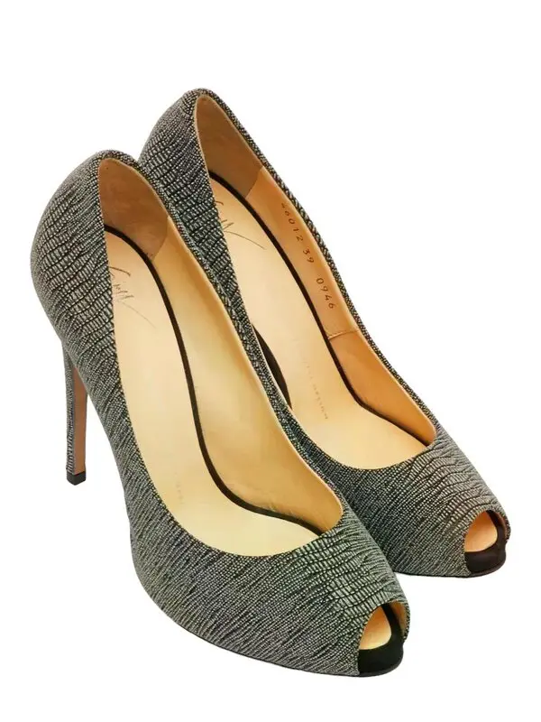 GIUSEPPE ZANOTTI Embossed Peep-toe Pumps - Grey
