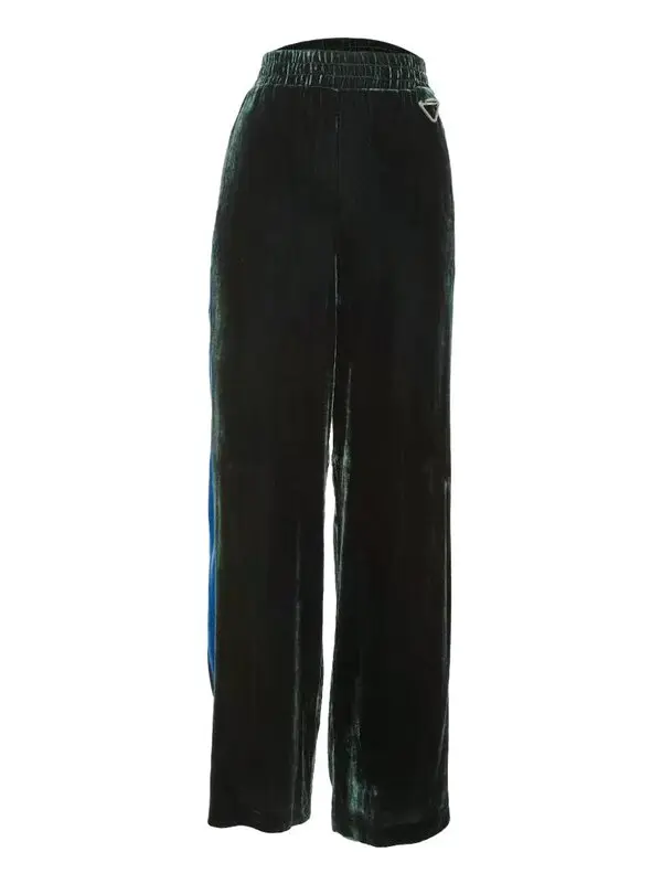 DION LEE Velvet Side-stripe Trousers - Green