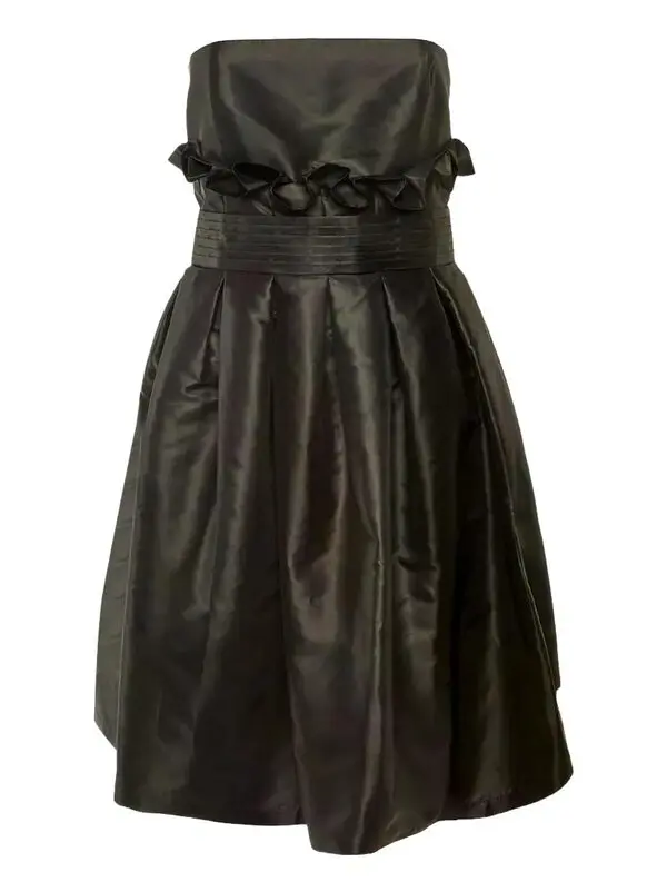 Fendi Faille Strapless Ruffled Dress - Black