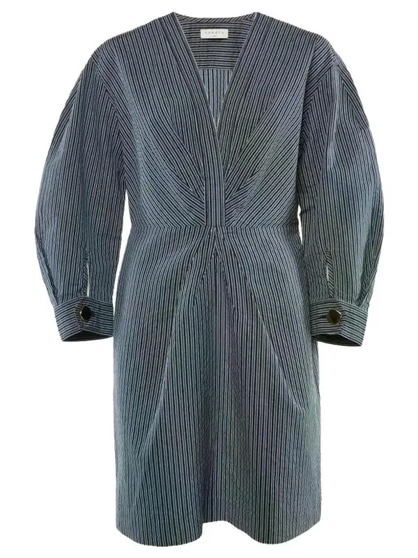 Sandro Striped Plunge-neck Dress - Blue