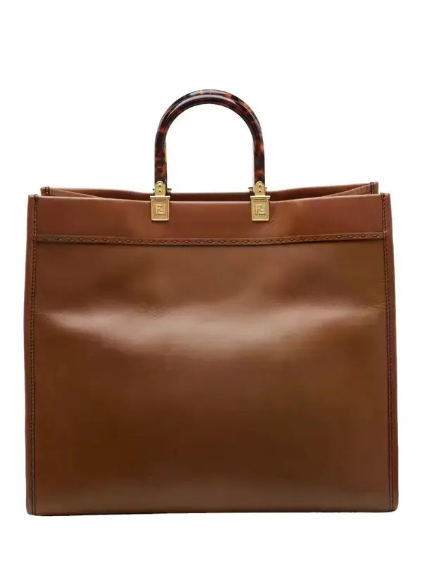 Fendi Sunshine Leather Tote Bag - Brown