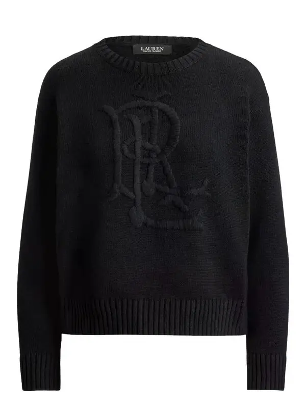 Ralph Lauren Embroidered Logo Cotton Sweater - Black