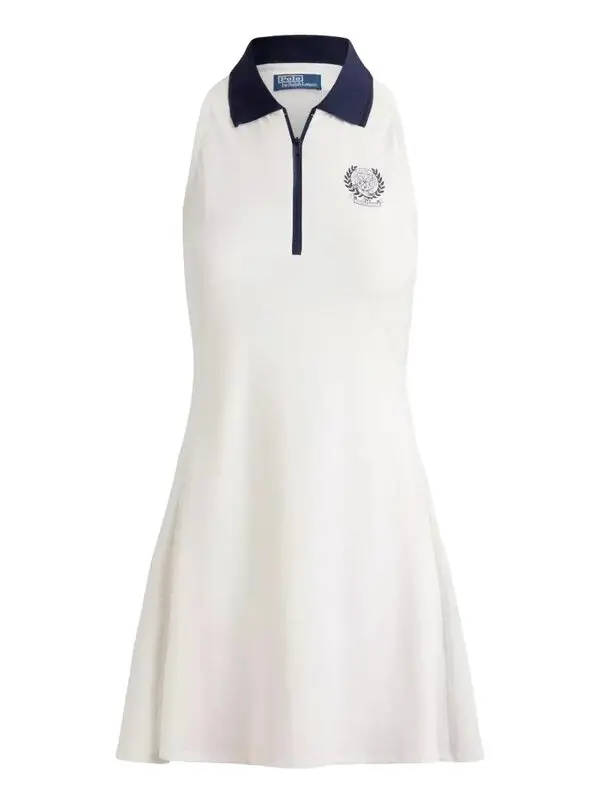Polo Ralph Lauren Logo Crest Quarter-zip Racerback Dress - White