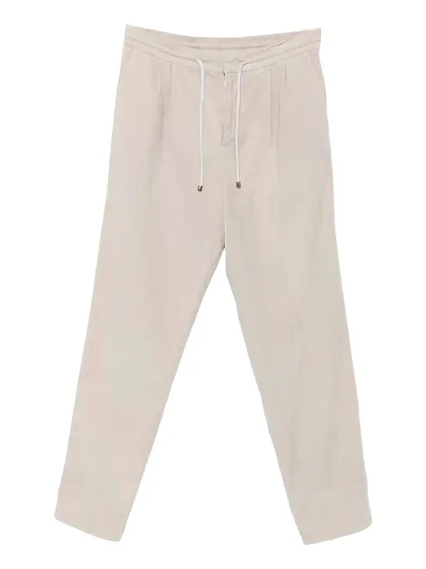 Brunello Cucinelli Pleated Corduroy Drawstring Trousers - Neutrals