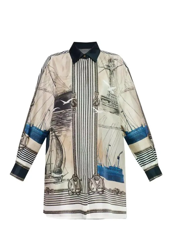 Max Mara Nautical Print Silk Shirt - Neutrals