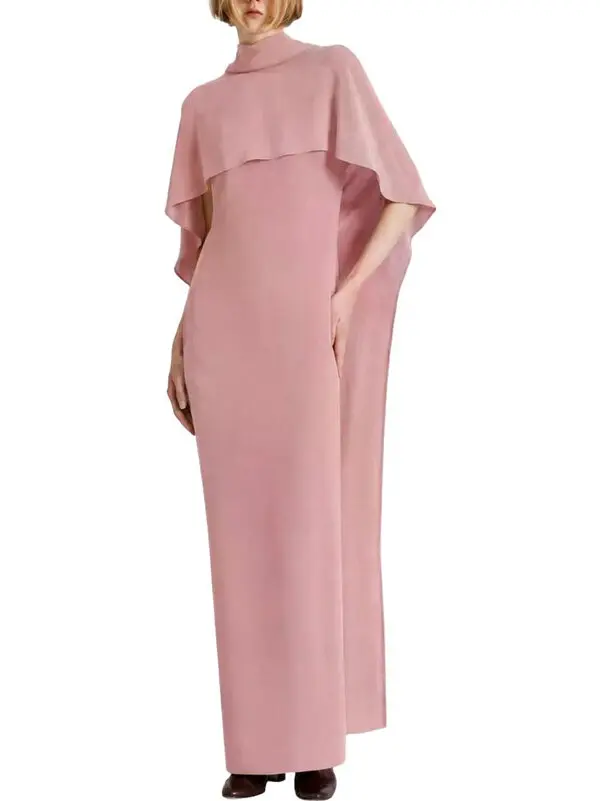 Alberta Ferretti Cape Overlay Tie-back Maxi Dress - Pink