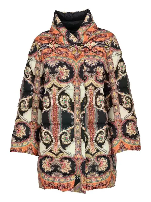 Etro Paisley-print Puffer Coat - Black
