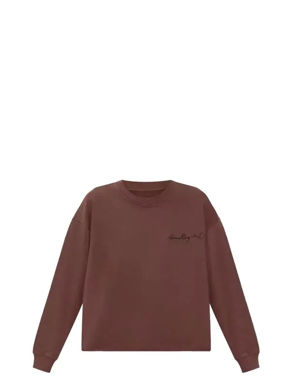 MAISON MARGIELA Logo-print Raw-edge Sweatshirt - Brown