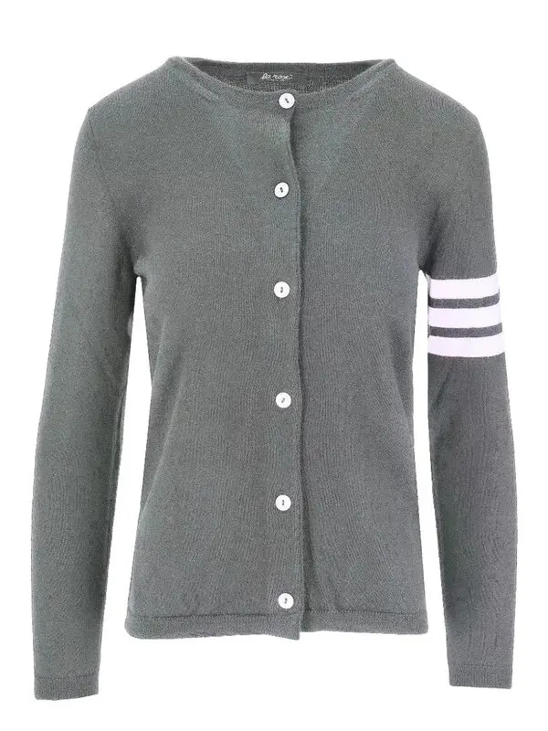 LA ROSE Stripe Detail Cardigan - Grey