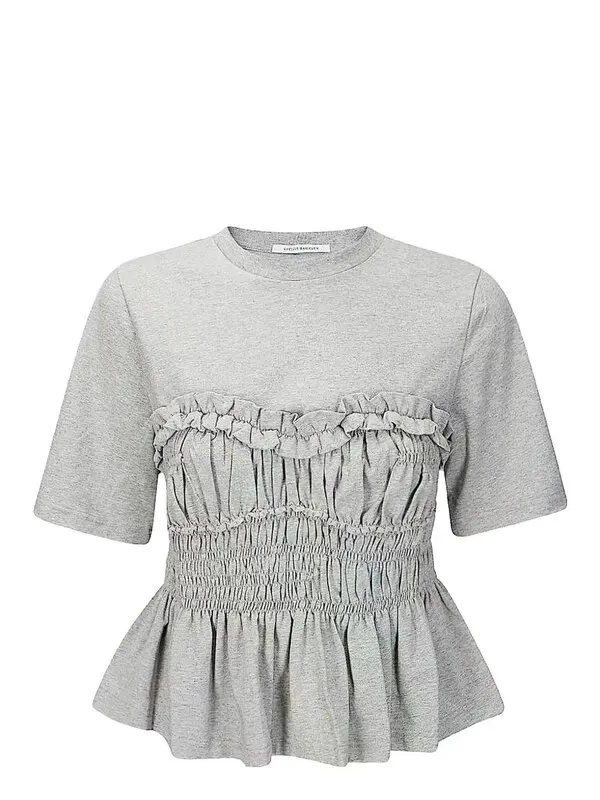 Cecilie Bahnsen Vilde Ruffled Peplum T-shirt - Grey