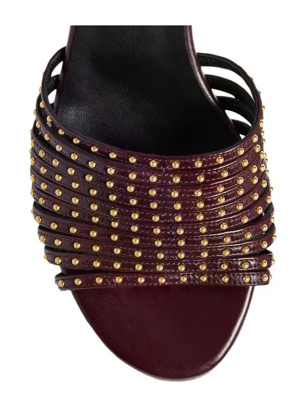 Khaite Drew Sandals In Bordeaux-leather With Gold Studs - Red