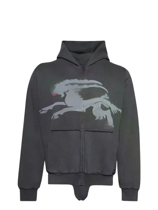 PROTOTYPES Sprayed-goat Zip-up Hoodie - Grey