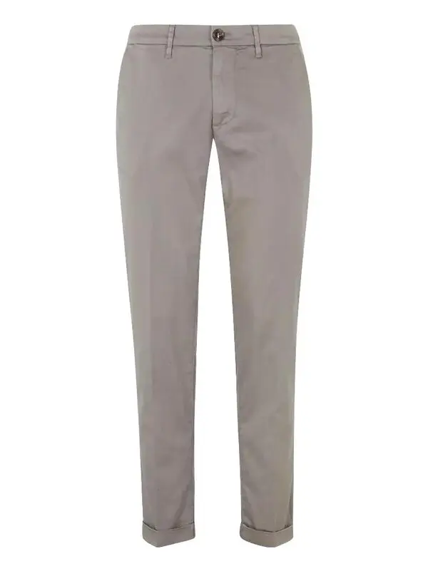 RE-HASH Logo Patch Turn-up Trousers - Grey