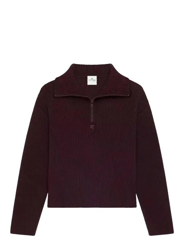 COURREGES Ribbed Knit Wool Sweater - Red
