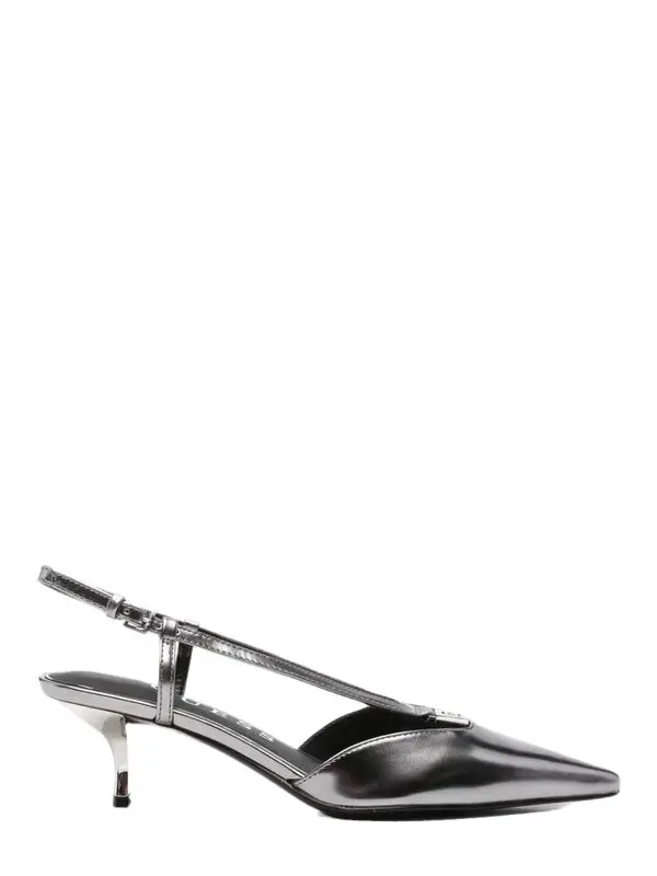 Guess Pointed-toe Slingback Pumps With Metallic Finish - Silver
