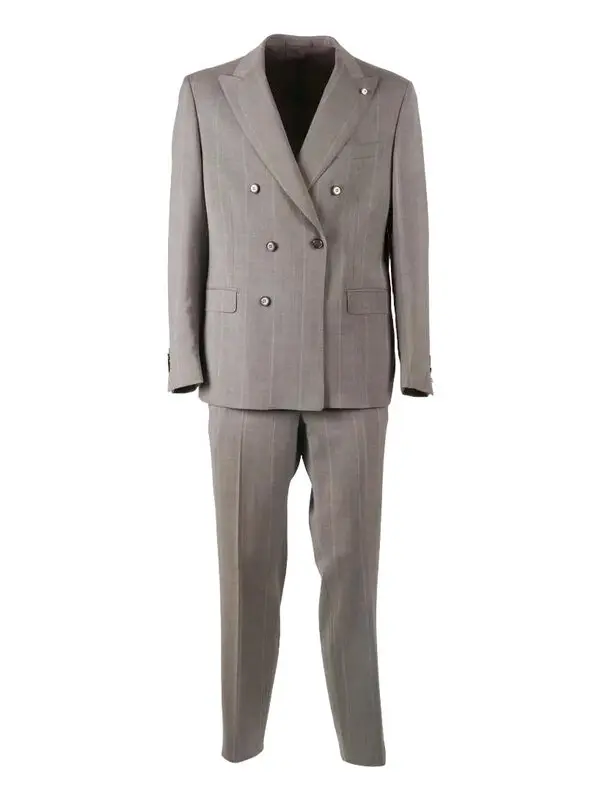 BRANDO Double-breasted Pinstripe Suit - Grey