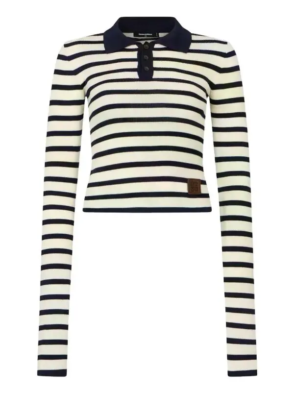 Dsquared2 Striped Long-sleeve Polo Shirt - Neutrals