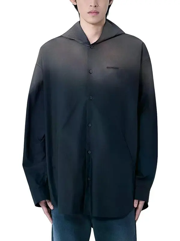 Balenciaga Hooded Oversized Shirt - Black