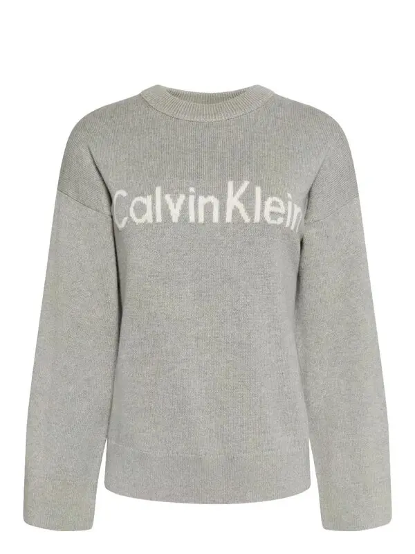 Calvin Klein Intarsia Crew Neck Sweater - Grey