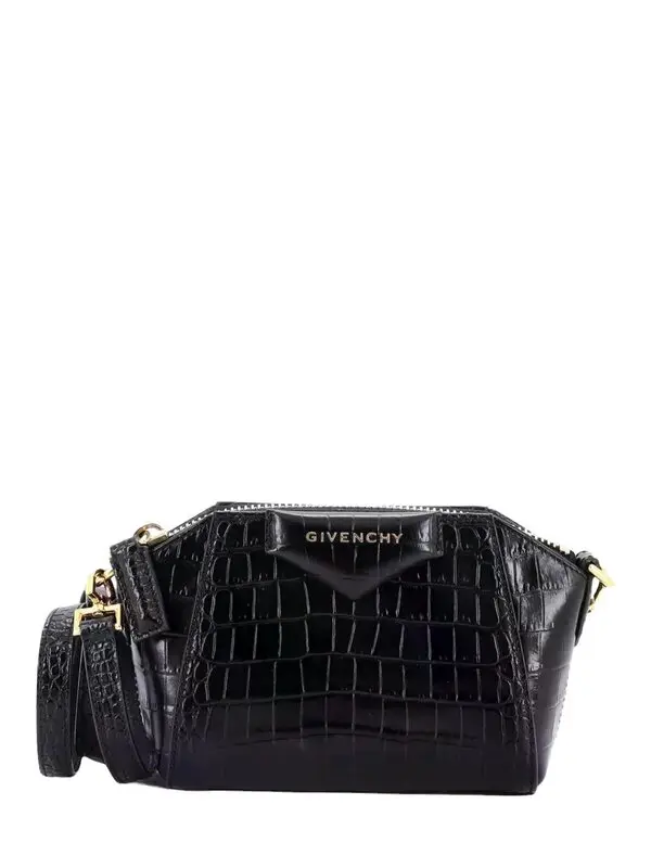 Givenchy Antigona Crocodile Embossed Leather Nano Crossbody Bag - Black