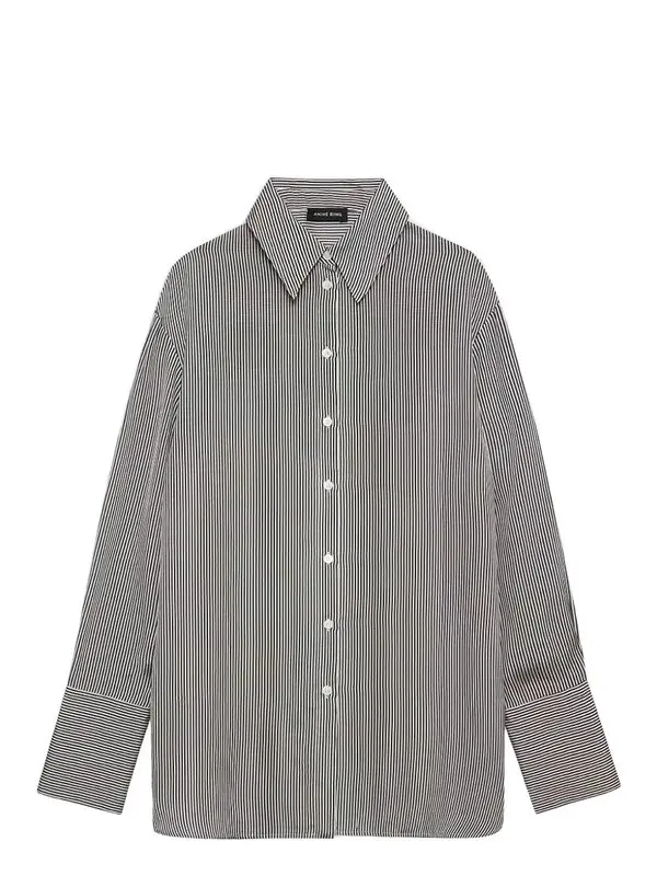 ANINE BING Bridget Shirt In Mini Stripe - Black
