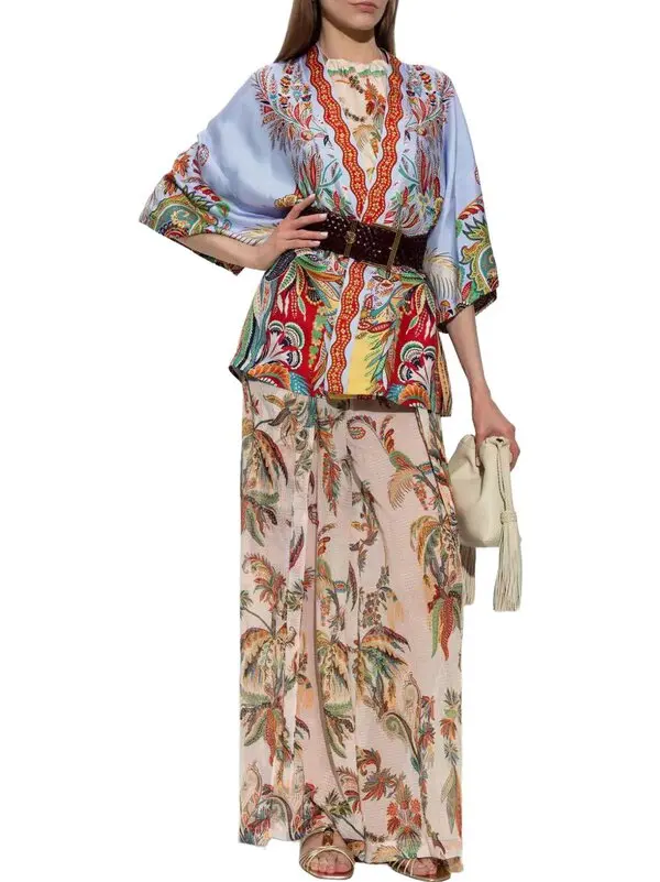 Etro Paisley Print Silk Top - Blue